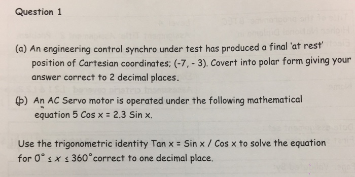 Solved An engineering control synchro under test has | Chegg.com