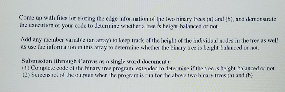 Solved Project 6: Height-Balanced Binary Trees Due: October | Chegg.com