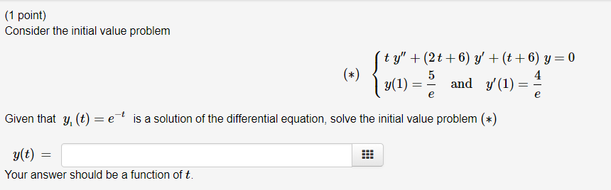 Solved (1 pcoirni) Consider the initial value problem ty', + | Chegg.com