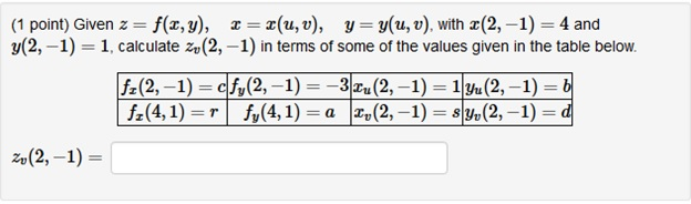 Solved Given z = f(x, y), x = x(u, v), y = y(u, v), with | Chegg.com