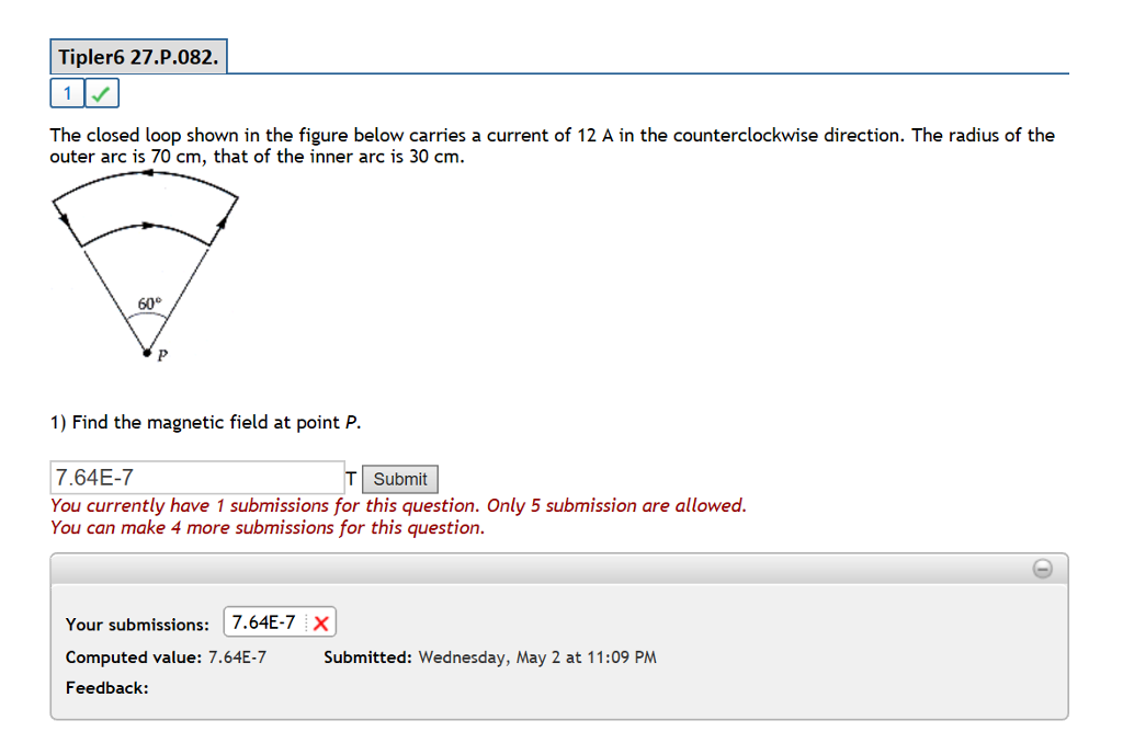 Solved Tipler6 27.P.082. The closed loop shown in the figure | Chegg.com