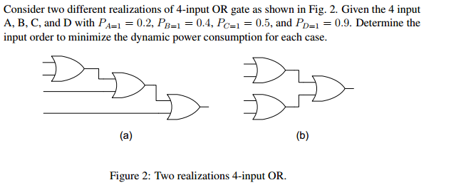 Solved Consider two different realizations of 4-input OR | Chegg.com