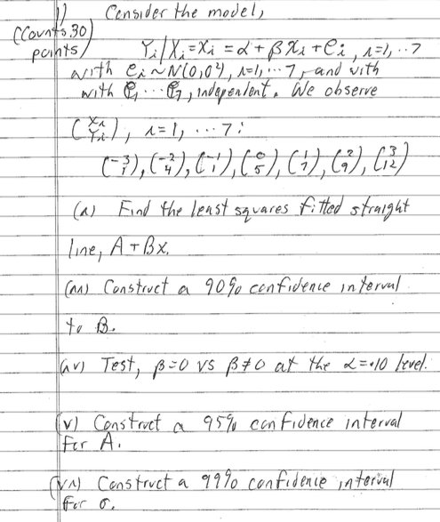 Solved Consider the model, Yi Xi = Xi = alpha + beta Xi + | Chegg.com