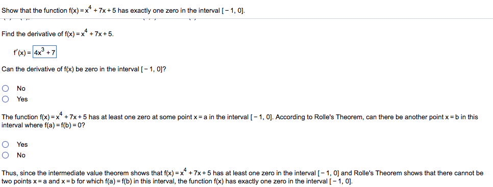 Solved Show that the function f(x) = x^4 + 7x + 5 has | Chegg.com