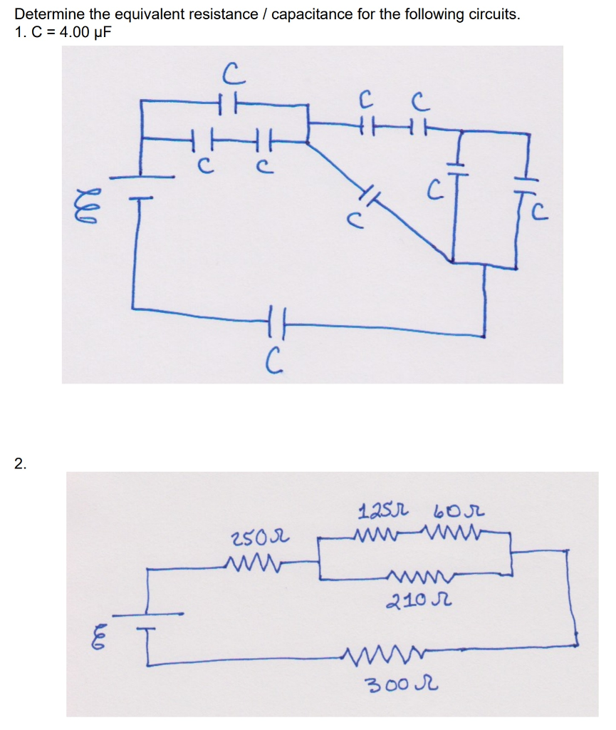 Solved Determine the equivalent resistance / capacitance for | Chegg.com