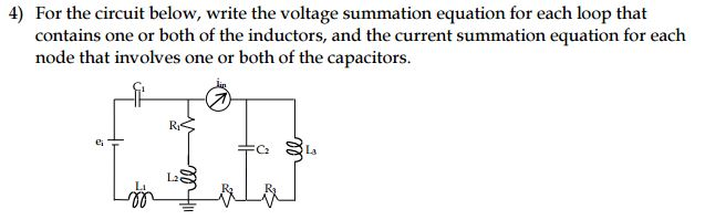 Solved For the circuit below, write the voltage summation | Chegg.com