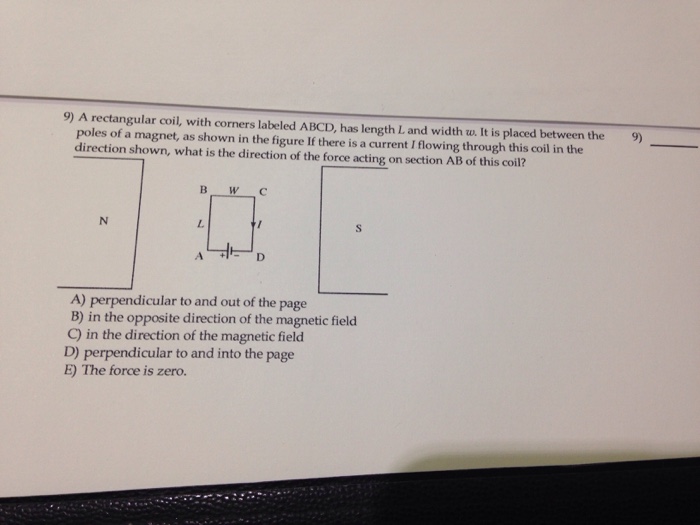 Solved A rectangular coil, with corners labeled ABCD, has | Chegg.com