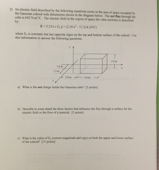 Solved An electric field described by the following | Chegg.com