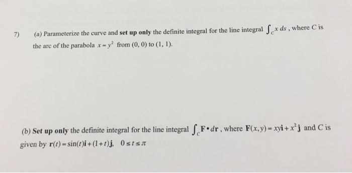 Solved Parameterize the curve and set up only the definite | Chegg.com