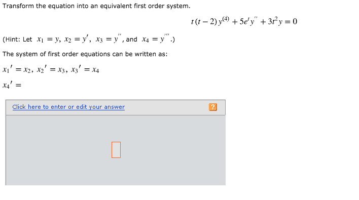 Solved Transform the equation into an equivalent first order | Chegg.com