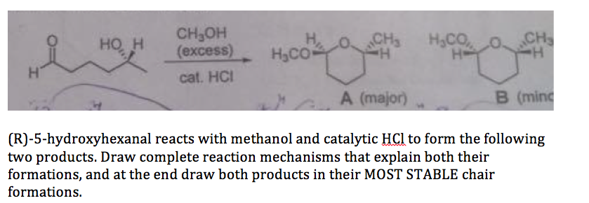 Solved (R]-5-hydroxyhexanal reacts with methanol and | Chegg.com