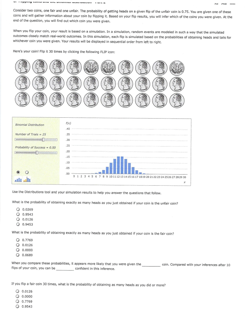 Solved Consider two coins, one fair and one unfair. The | Chegg.com