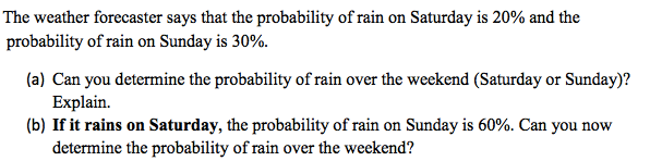 Solved The weather forecaster says that the probability of | Chegg.com
