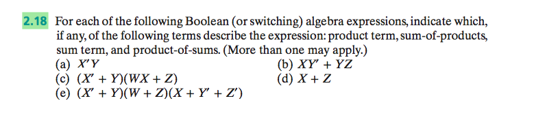 Solved For Each Of The Following Boolean Or Switching