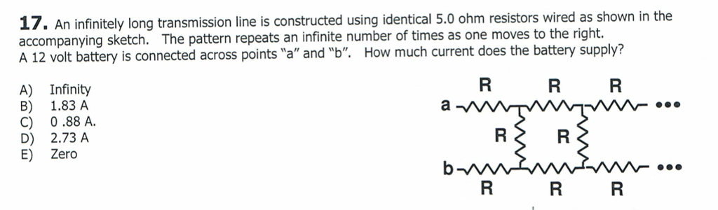 Solved An infinitely long transmission line is constructed | Chegg.com