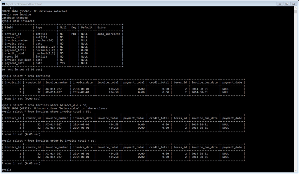 Solved Write A Select Statement That Returns These Four 8419