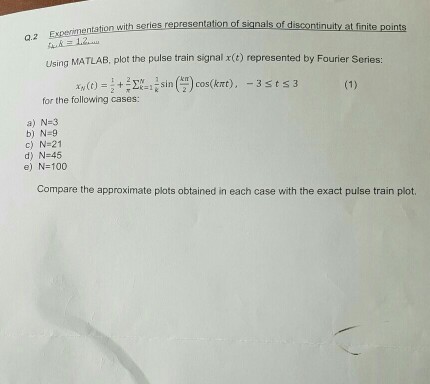 Solved Using matlab, plot the pulse train signal x(t) | Chegg.com