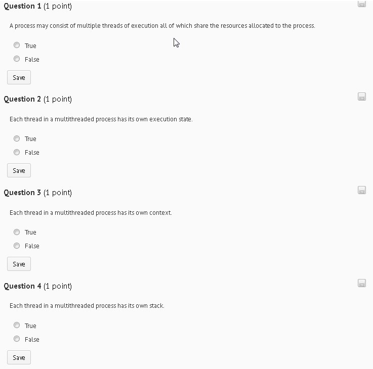Solved A Process May Consist Of Multiple Threads Of 