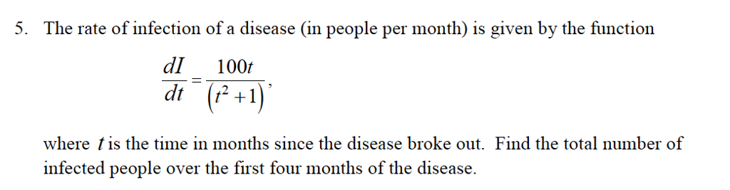 Solved 5. The rate of infection of a disease (in people per | Chegg.com