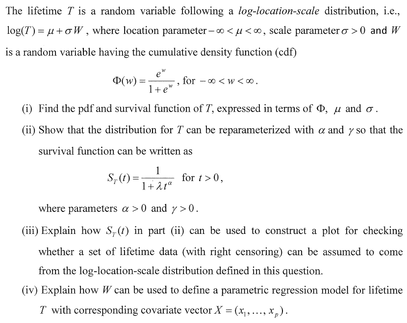 The lifetime T is a random variable following a | Chegg.com