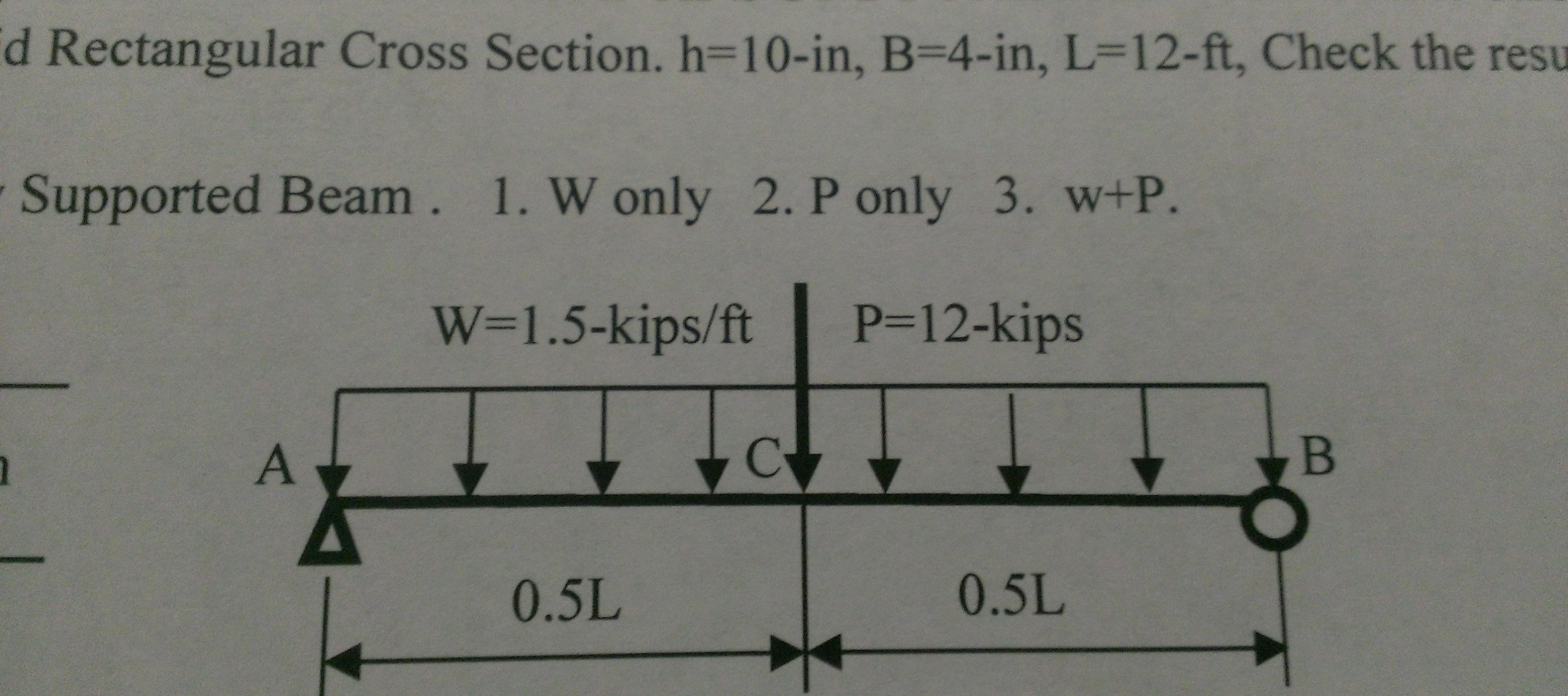 Solved Rectangle Cross Section h=10-in, B=4, L=12-ft, Check | Chegg.com