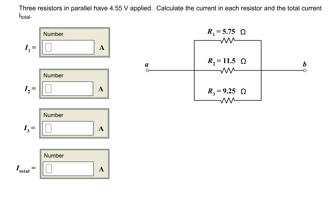 Solved Three resistors in parallel have 4.55 V applied. | Chegg.com