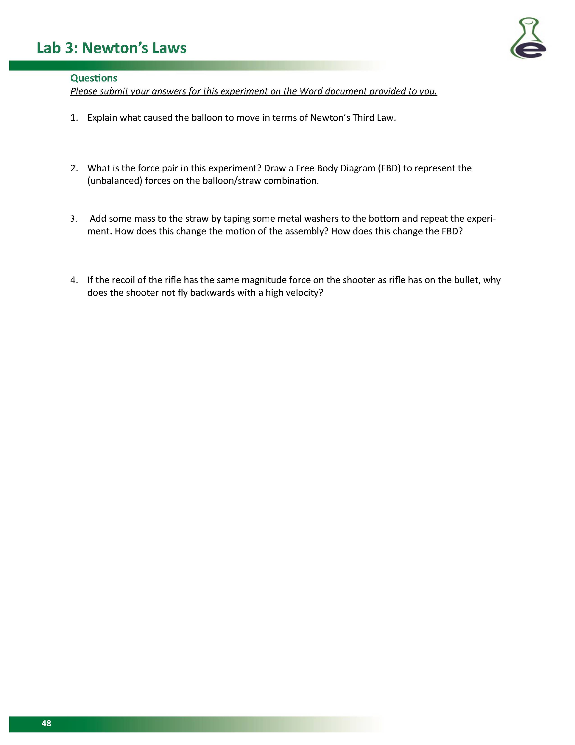 Solved Lab 3: Newton's Laws Questions 1. When you give one | Chegg.com