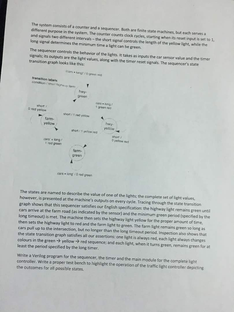 A Traffic Light Controller Chegg