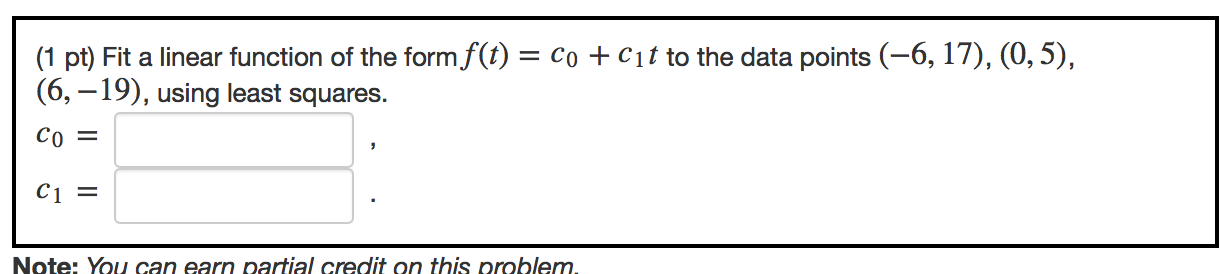 Solved Fit a linear function of the form f{t) = C_0 + C_1 t | Chegg.com