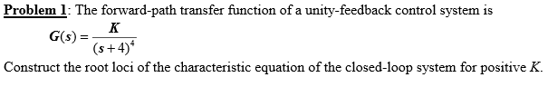 Solved Problem 1: The forward-path transfer function of a | Chegg.com