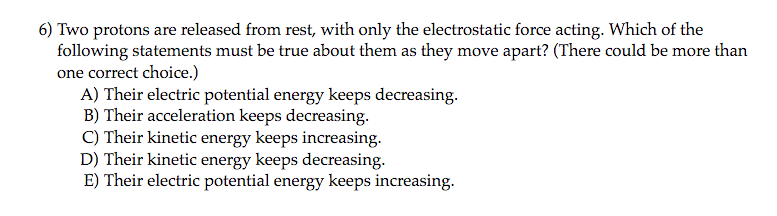 Solved Two protons are released from rest, with only the | Chegg.com