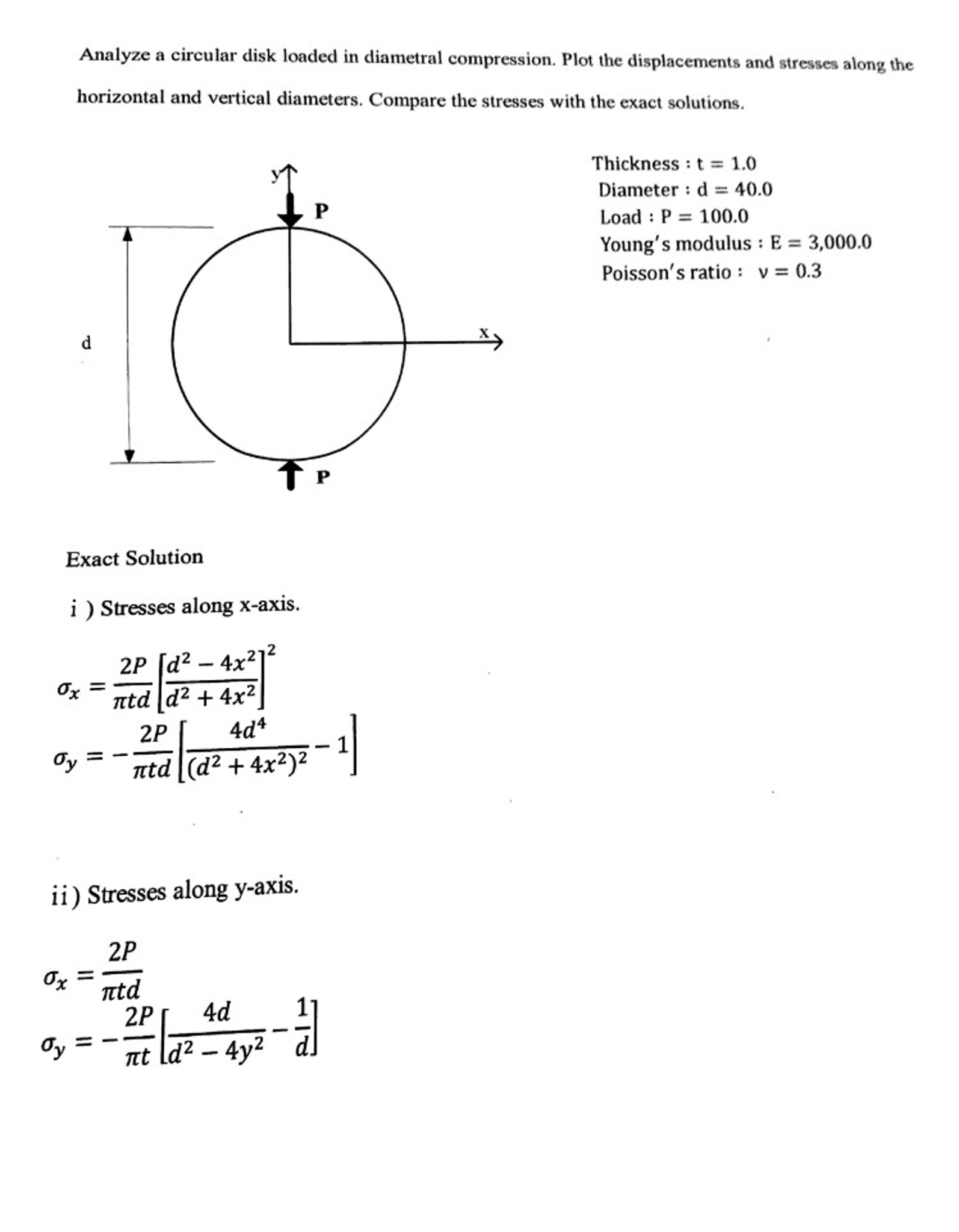 Solved Analyze a circular disk loaded in diametral | Chegg.com