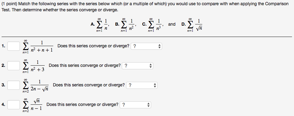 Solved Match the following series with the series below | Chegg.com