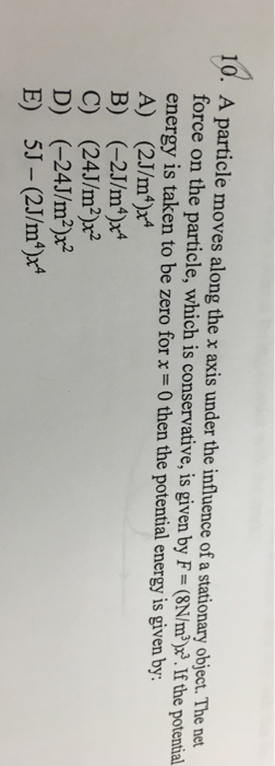 Solved A particle moves along the x axis under the influence | Chegg.com