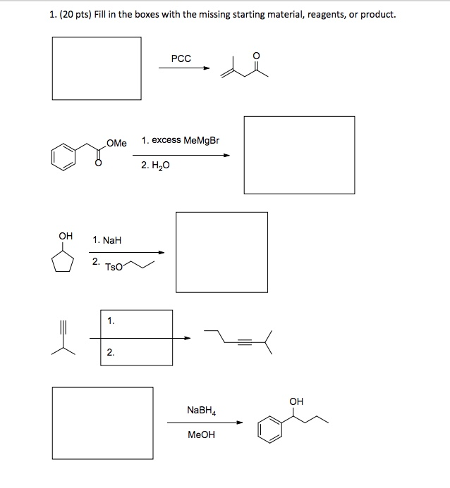 Solved 1. (20 pts) Fill in the boxes with the missing | Chegg.com