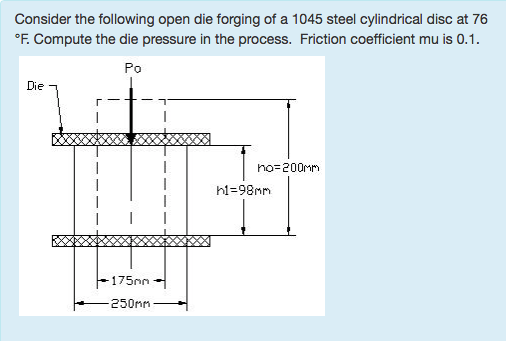 Solved Consider the following open die forging of a 1045 | Chegg.com