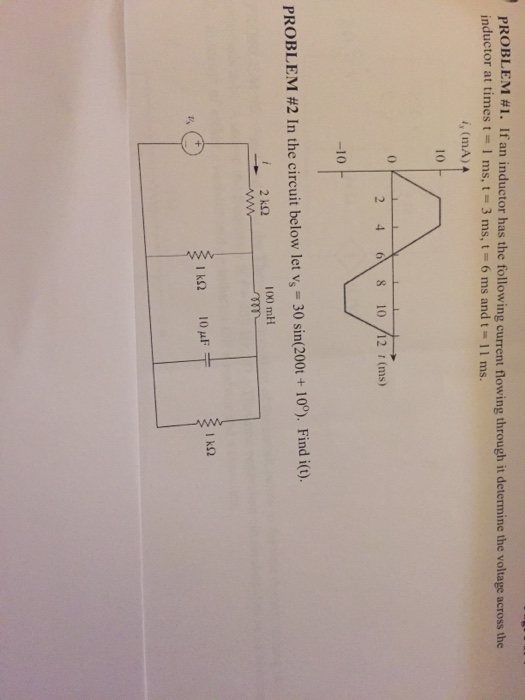 Solved If an inductor has the following current flowing | Chegg.com