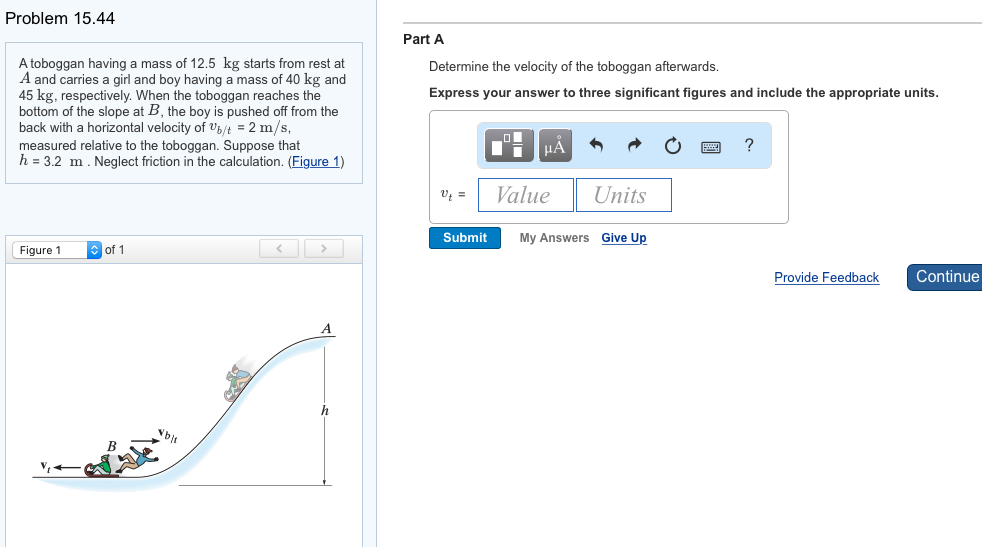 Solved A toboggan having a mass of 12.5 kg starts from rest | Chegg.com