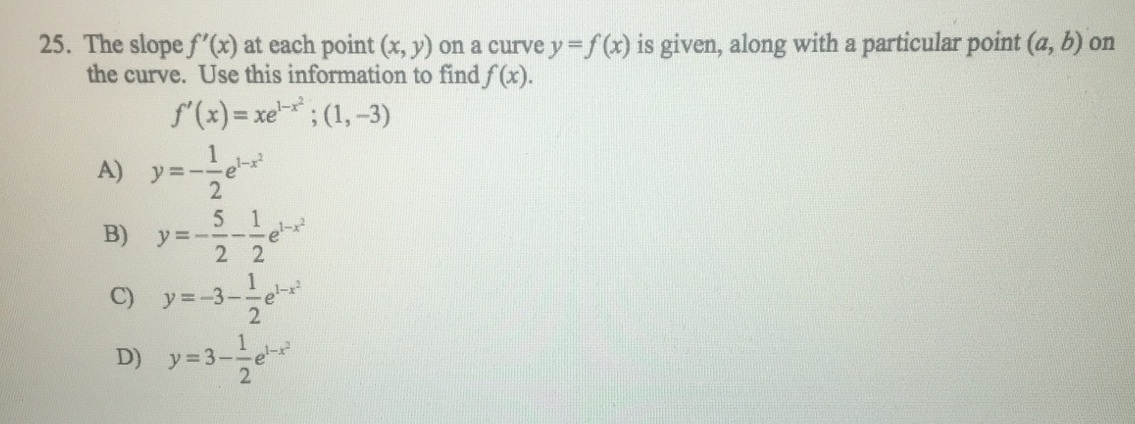 Solved The slope f'(x) at each point (x, y) on a curve y = | Chegg.com