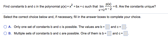 Solved Find constants b and c in the polynomial p(x) = x^2 + | Chegg.com