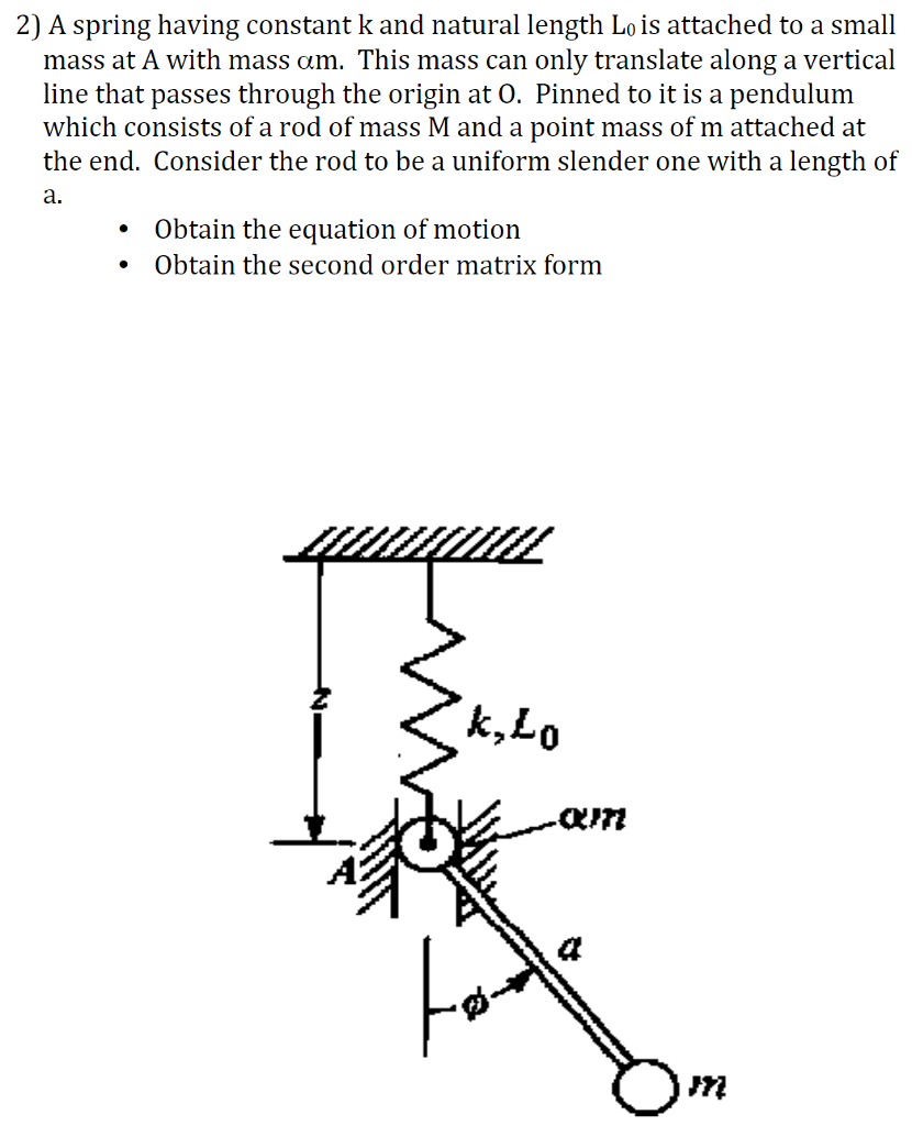 Solved 2) A spring having constant k and natural length Lo | Chegg.com