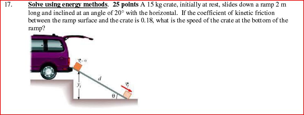 Solved Solve using energy methods. A 15 kg crate, initially | Chegg.com