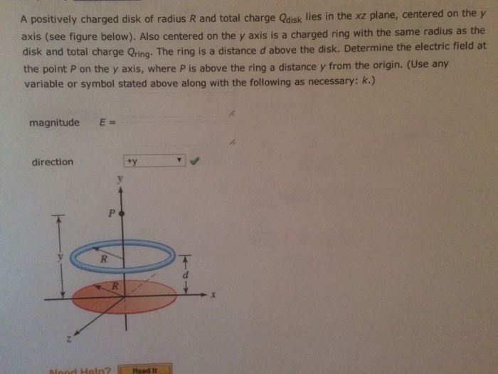 Solved A positively charged disk of radius R and total | Chegg.com