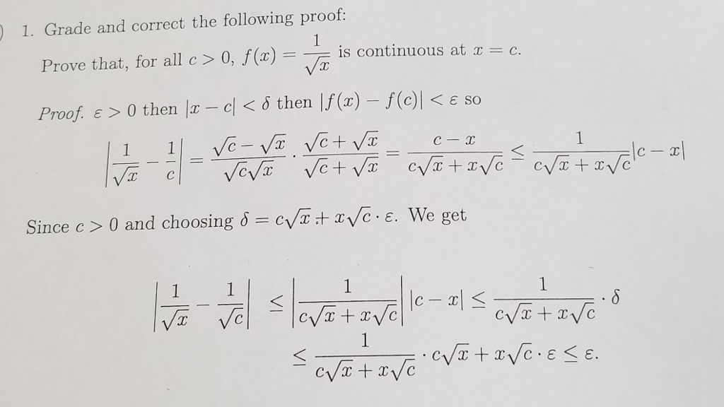 Solved 1. Grade and correct the following proof Prove that, | Chegg.com