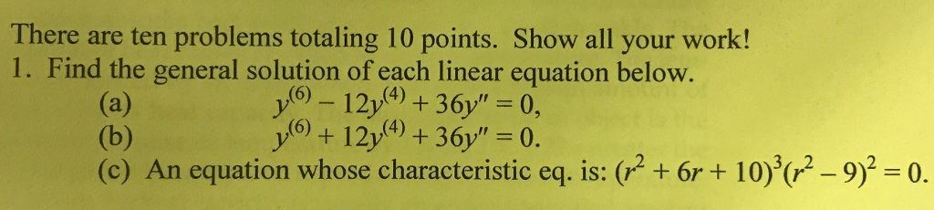 Solved Find the general solution of each linear equation | Chegg.com