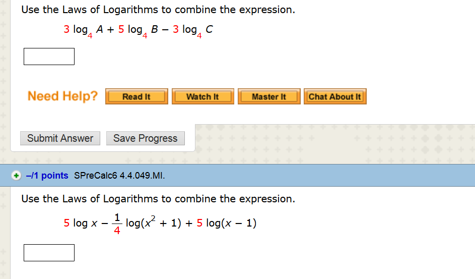 Solved Use the Laws of Logarithms to combine the expression. | Chegg.com