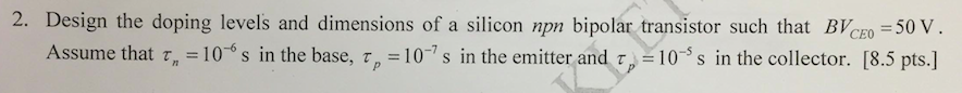 Solved 2. Design the doping levels and dimensions of a | Chegg.com