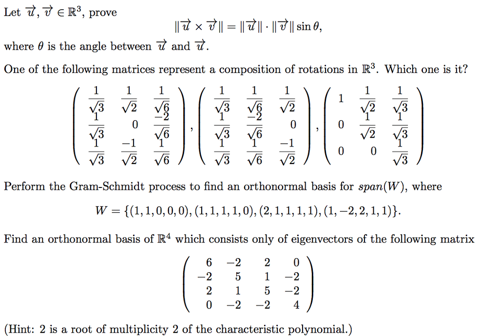 Solved Let 귤,7 R3, prove where θ is the angle between T and | Chegg.com