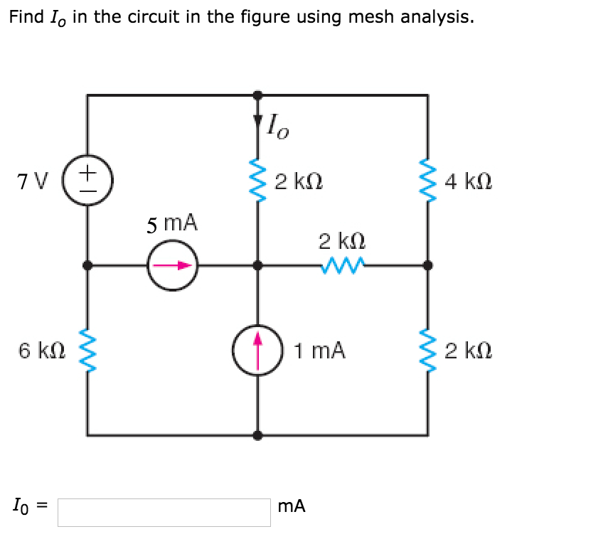Solved Find Io in the circuit in the figure using mesh | Chegg.com