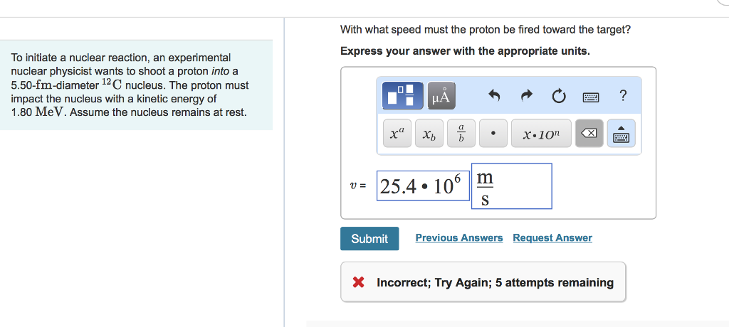 Solved With what speed must the proton be fired toward the | Chegg.com